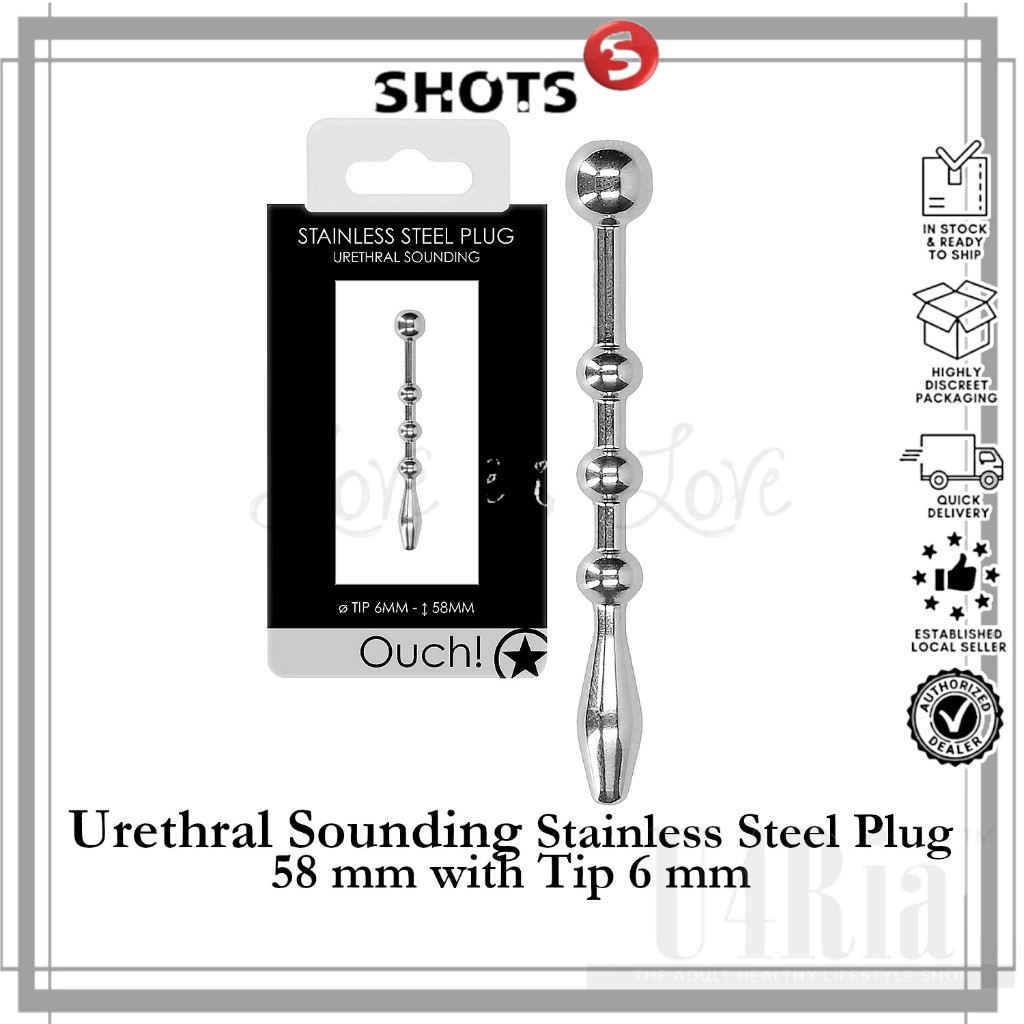 Shots Ouch! Urethral Sounding Stainless Steel Plug 58 mm with Tip 6 mm ...