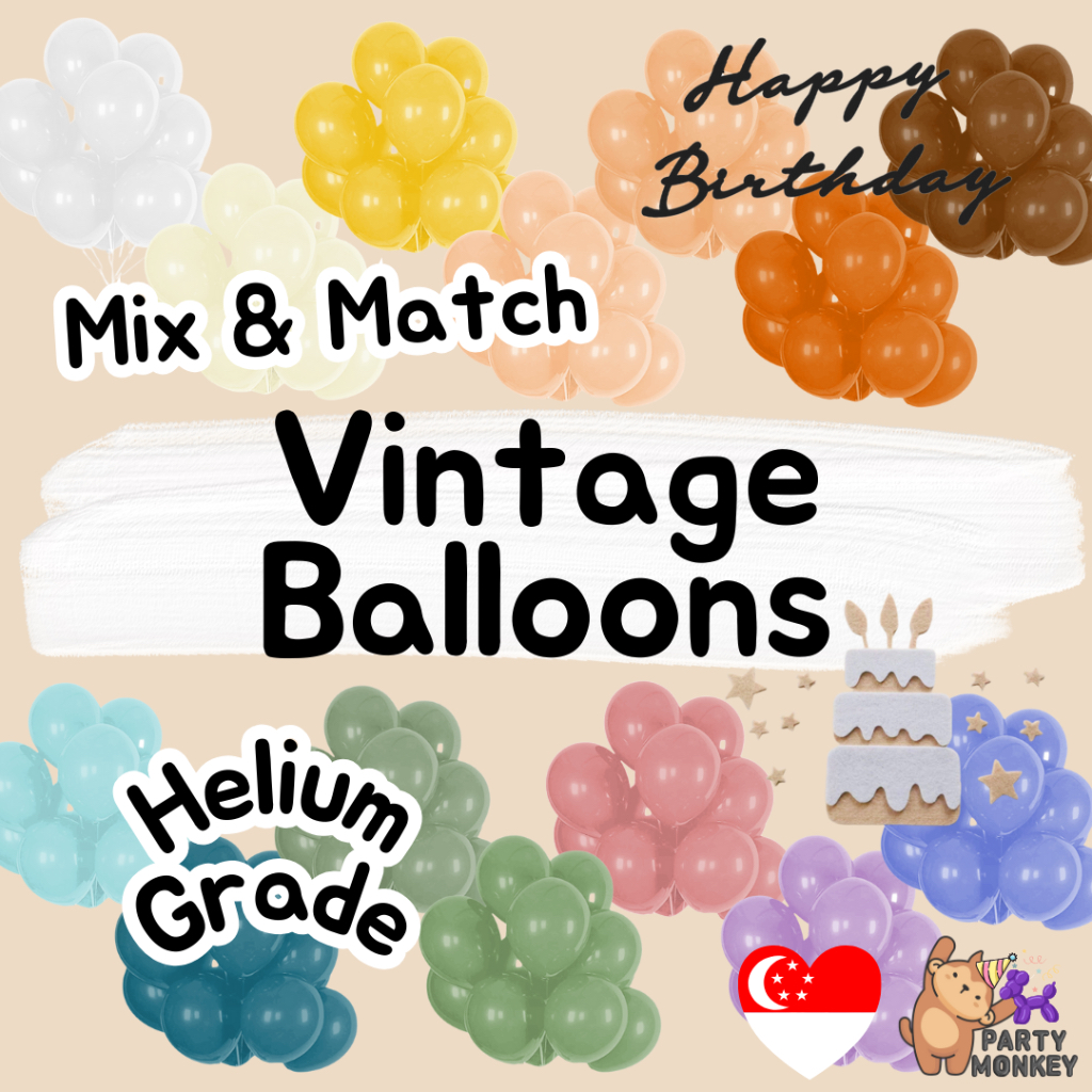 [SG SELLER] Vintage Balloon Retro Colour Birthday Party Decoration ...