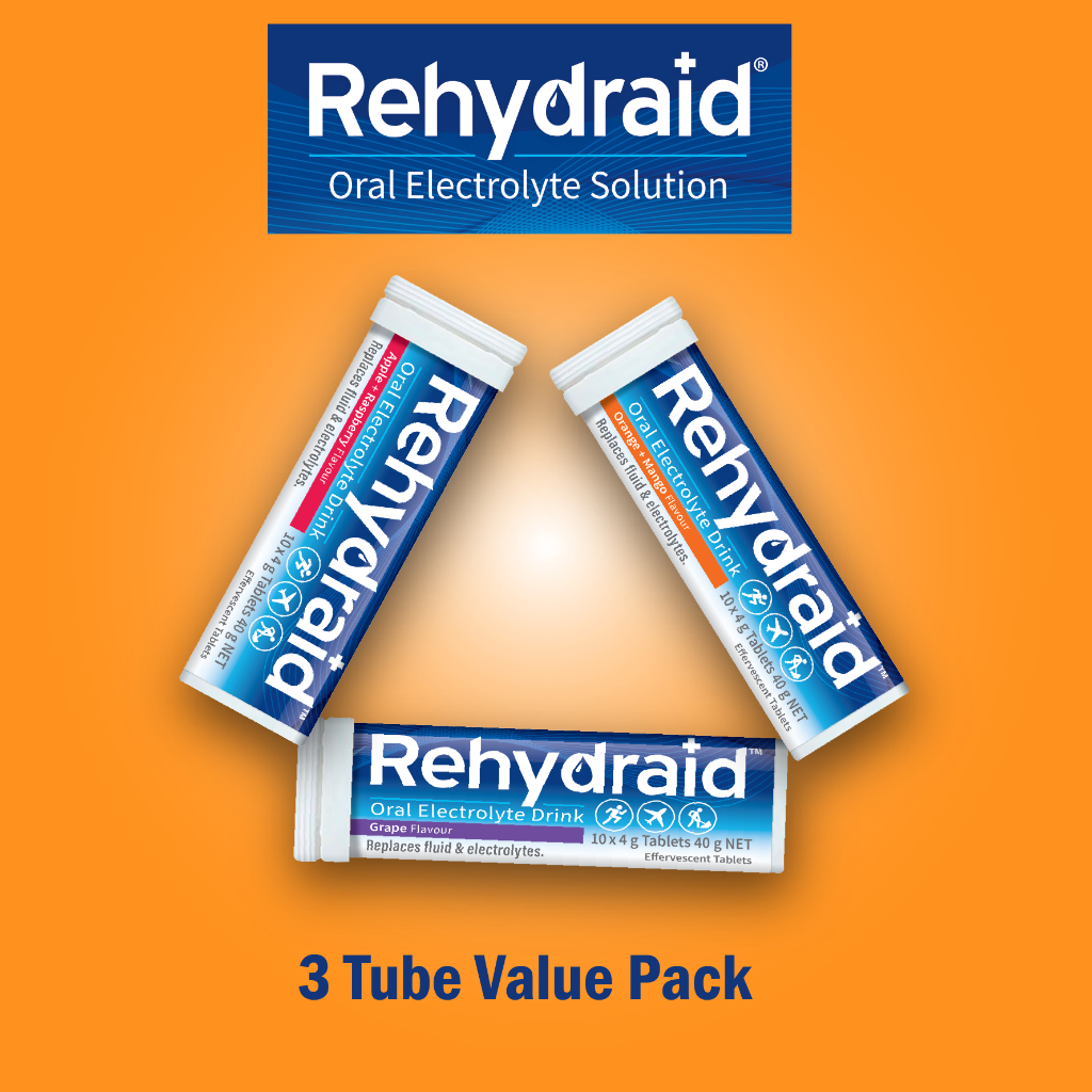 Rehydraid Electrolyte Effervescent Tablets - 3 Tube Value Pack - Grape ...