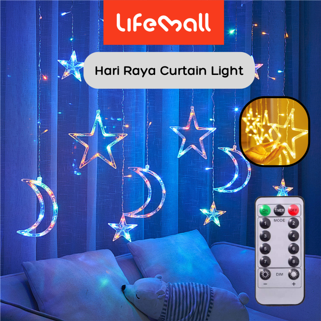 LifeMall - Lampu Raya 5 Meter Hari Raya Lights 158Led Led Star Moon ...