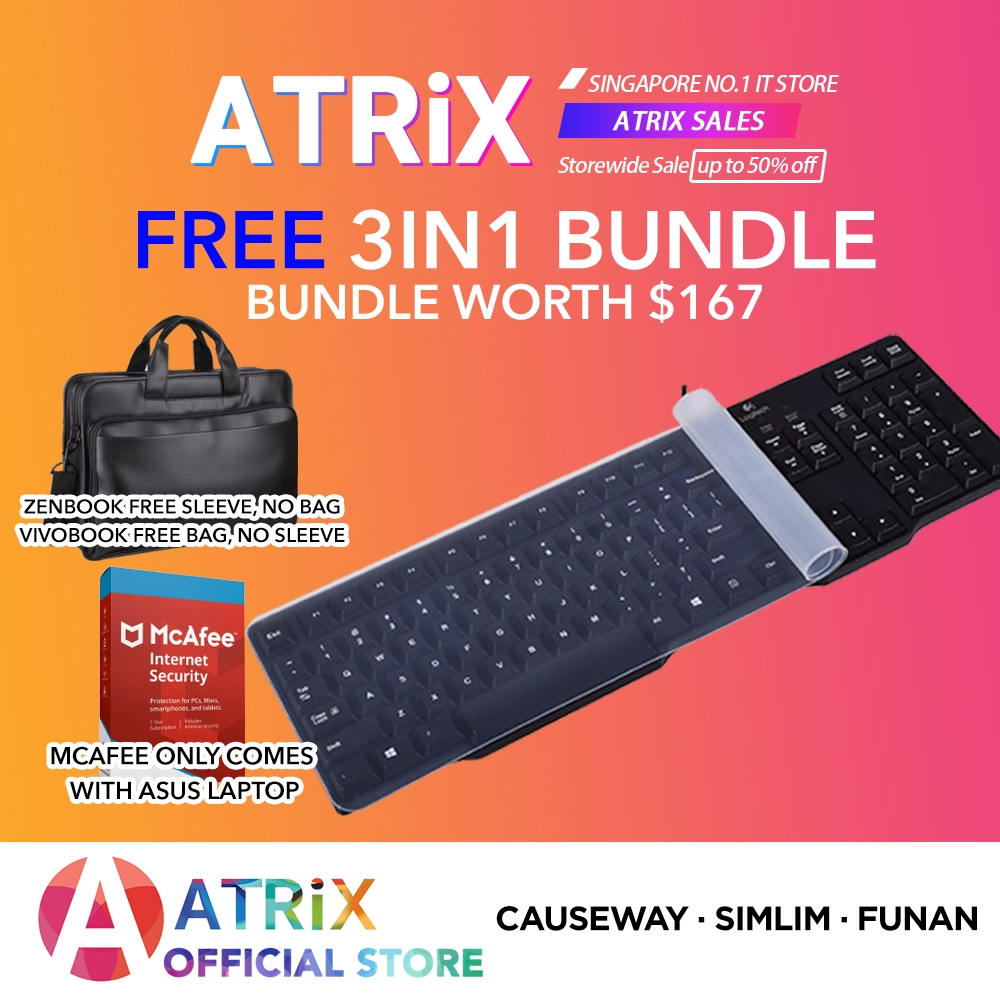 3IN1 Bundle | Keyboard Cover, McAfee AV(Only ASUS), Original Bag ...
