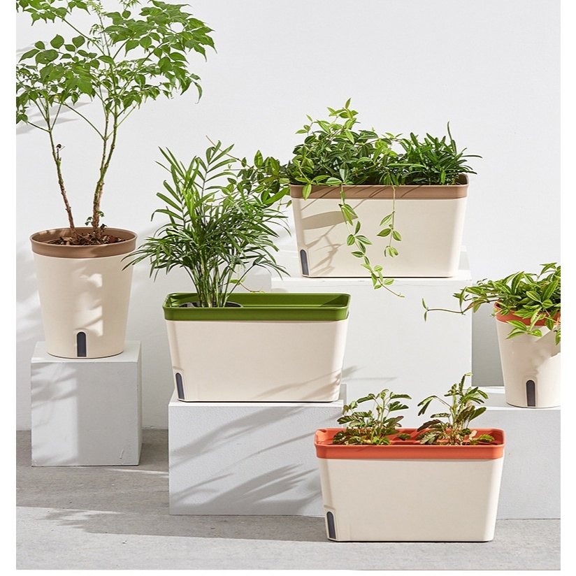 Self Watering Pot Rectangular 2 tier Hydroponic Container Planter ...