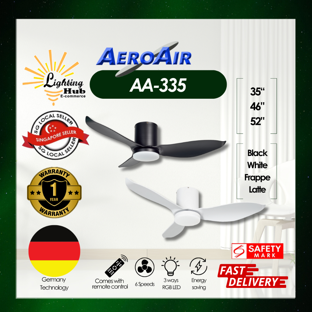 (SG CHEAPEST INSTALLATION) AEROAIR Ceiling Fan AA335 / ABS Blade / DC ...