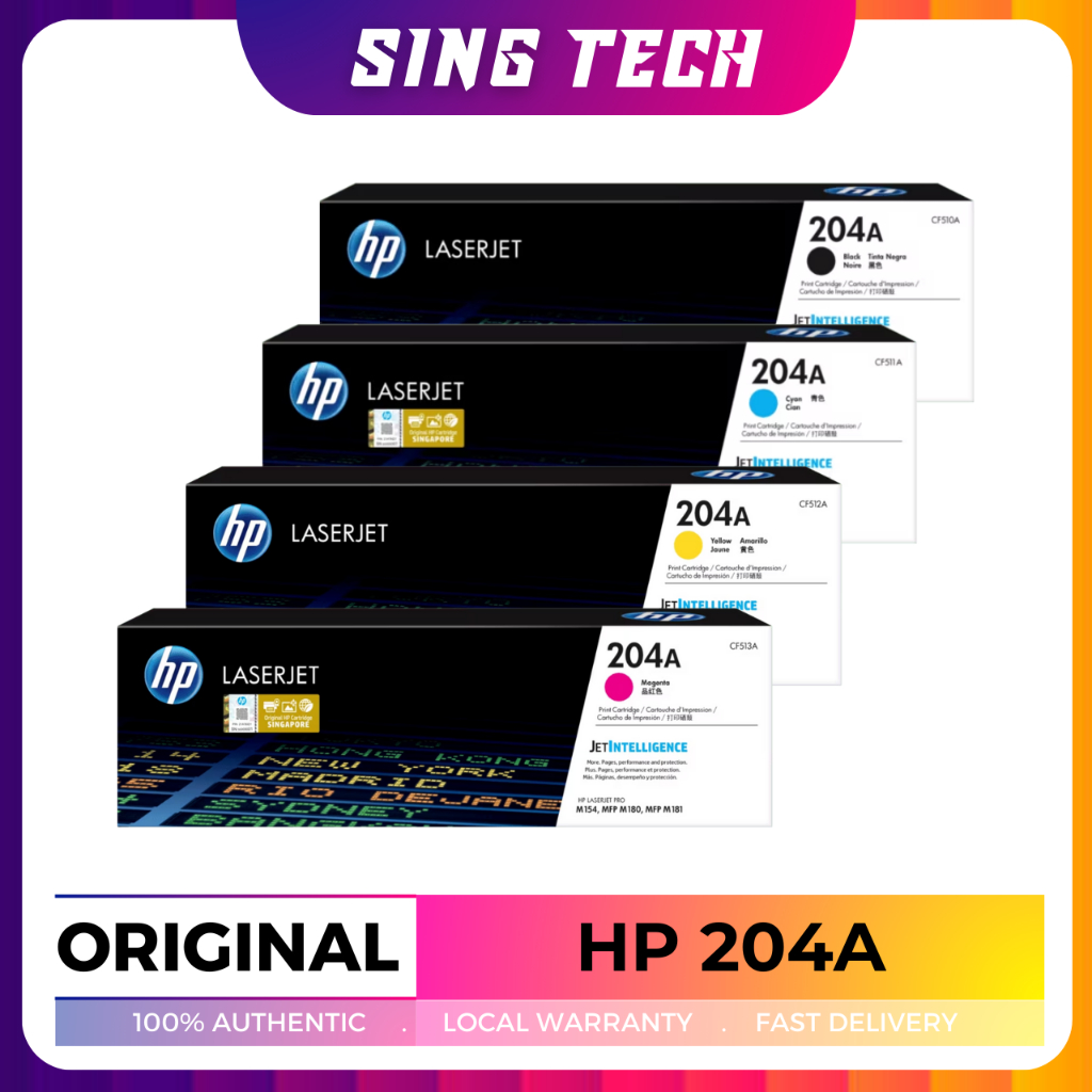 [ORIGINAL] HP 204A Black Cyan Magenta Yellow Toner Cartridge CF510A ...