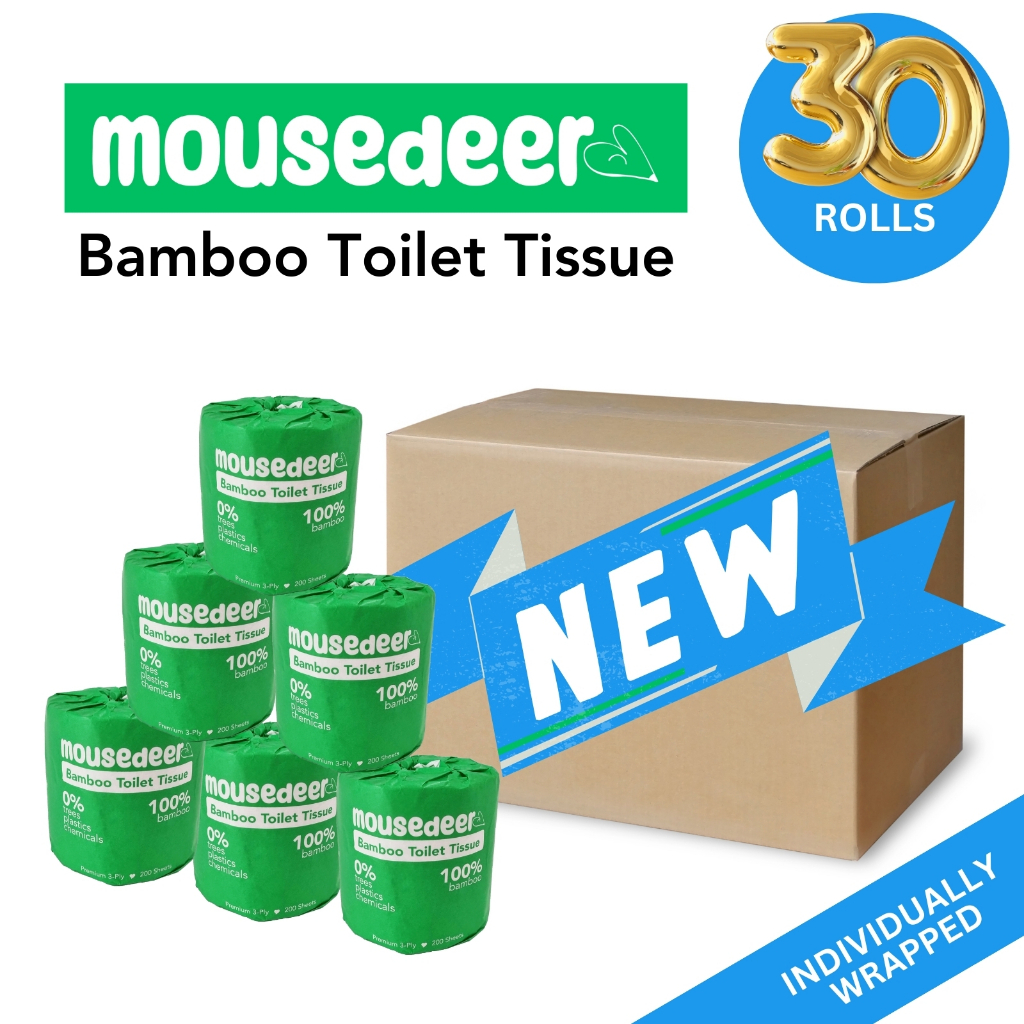 Mousedeer Bamboo Toilet Tissue Roll 3 Ply, 30 Rolls x 200 Sheets ...
