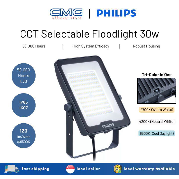 Philips CCT Selectable Floodlight 30w Tricolor in One (Warm White ...