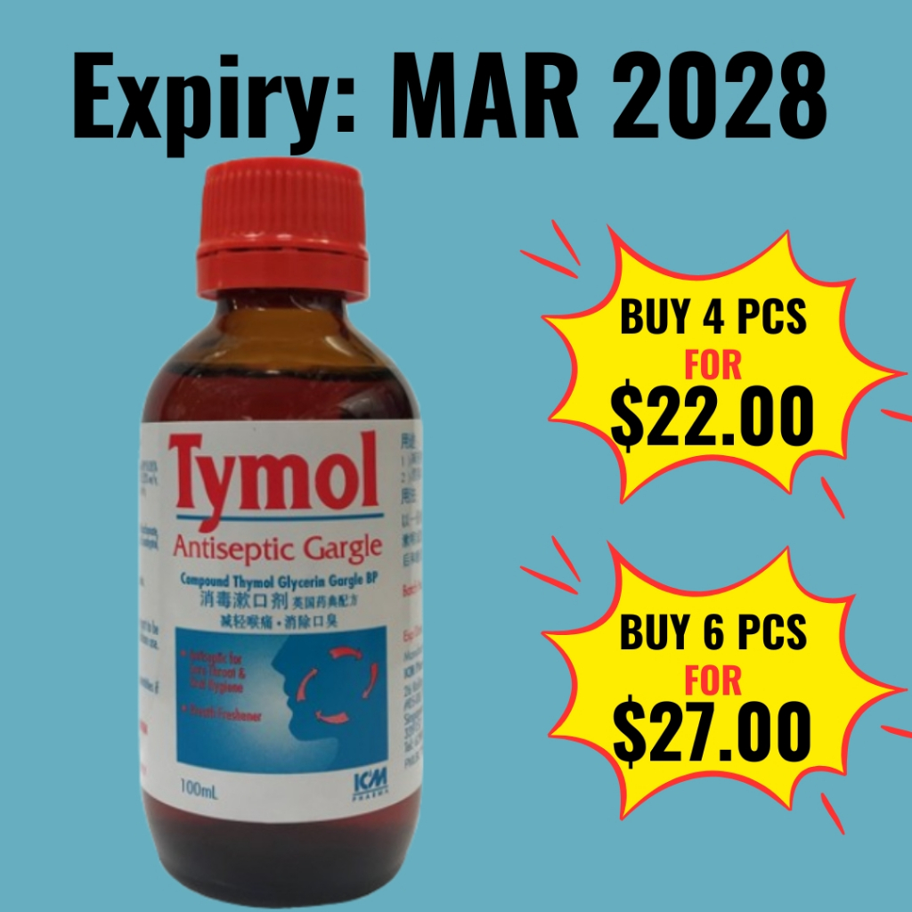 ICM Pharma Tymol 100ml Antiseptic Mouth Wash & Anti Inflammatory Gargle ...