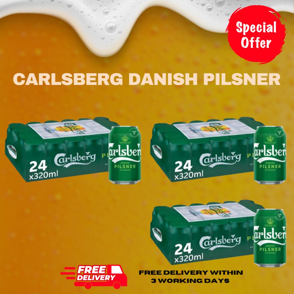 Carlsberg Danish Pilsner Beer Can Green 24 x 320ml (3 Cartons) | Shopee ...