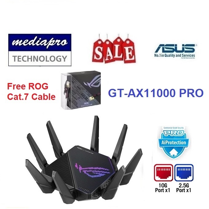 ASUS ROG Rapture GT-AX11000 PRO Tri-Band WiFi 6Gaming Router, 10G & 2 ...