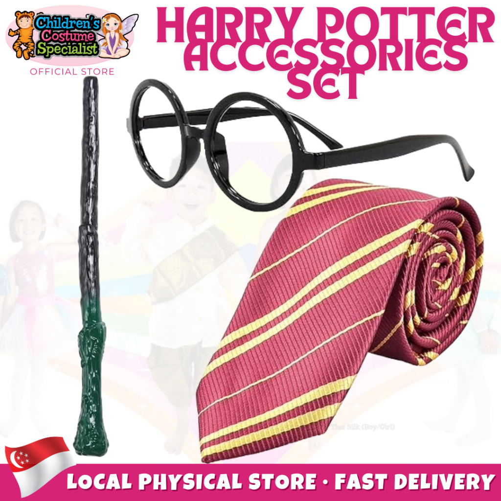 Harry Potter Accessories Set Wizard Glasses Striped Tie and Magic Wand ...