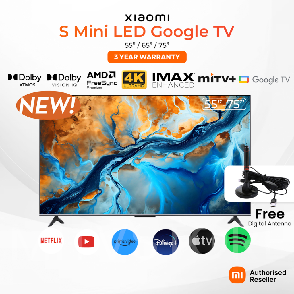 Xiaomi S Mini LED Smart Google 4K TV | Netflix Disney+ Youtube Amazon Prime |Dolby Vision® IQ ...