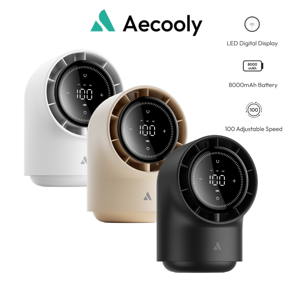 Aecooly Chic 01 USB Desk Fan | 100-Speed Quiet Portable Fan | 8000mAh Rechargeable Battery ...