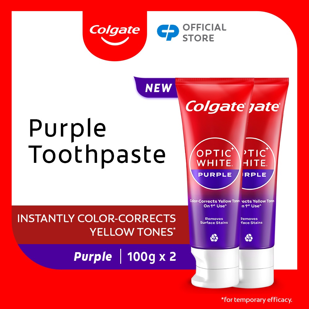 Colgate Optic White Purple Whitening Toothpaste 100g [Bundle of 2 ...