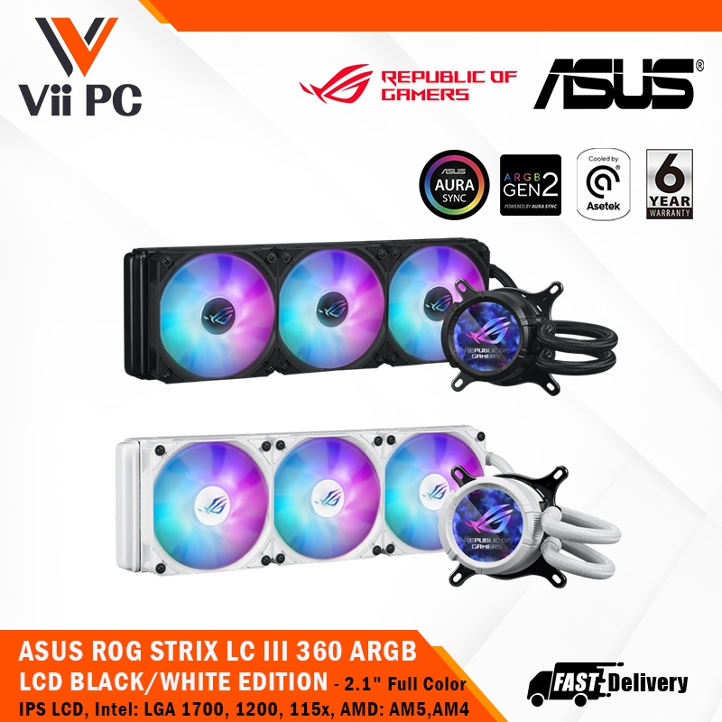 ASUS ROG STRIX LC III 360 ARGB LCD BLACK/WHITE EDITION CPU Liquid ...