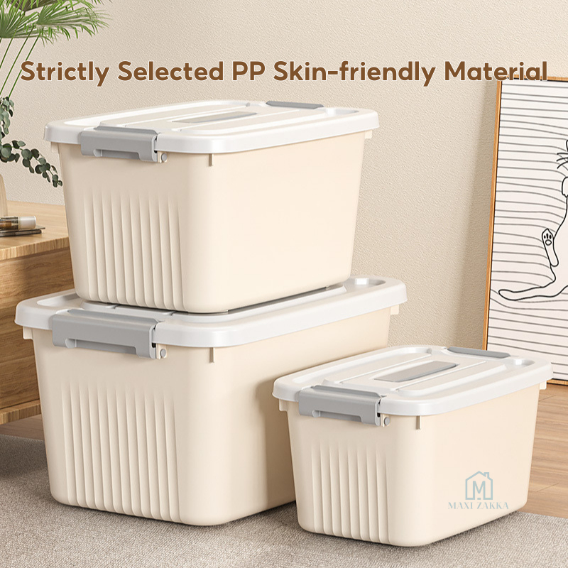 🇸🇬 Local Stock Storage Box Stackable Large Plastic Container Wheel Lid ...