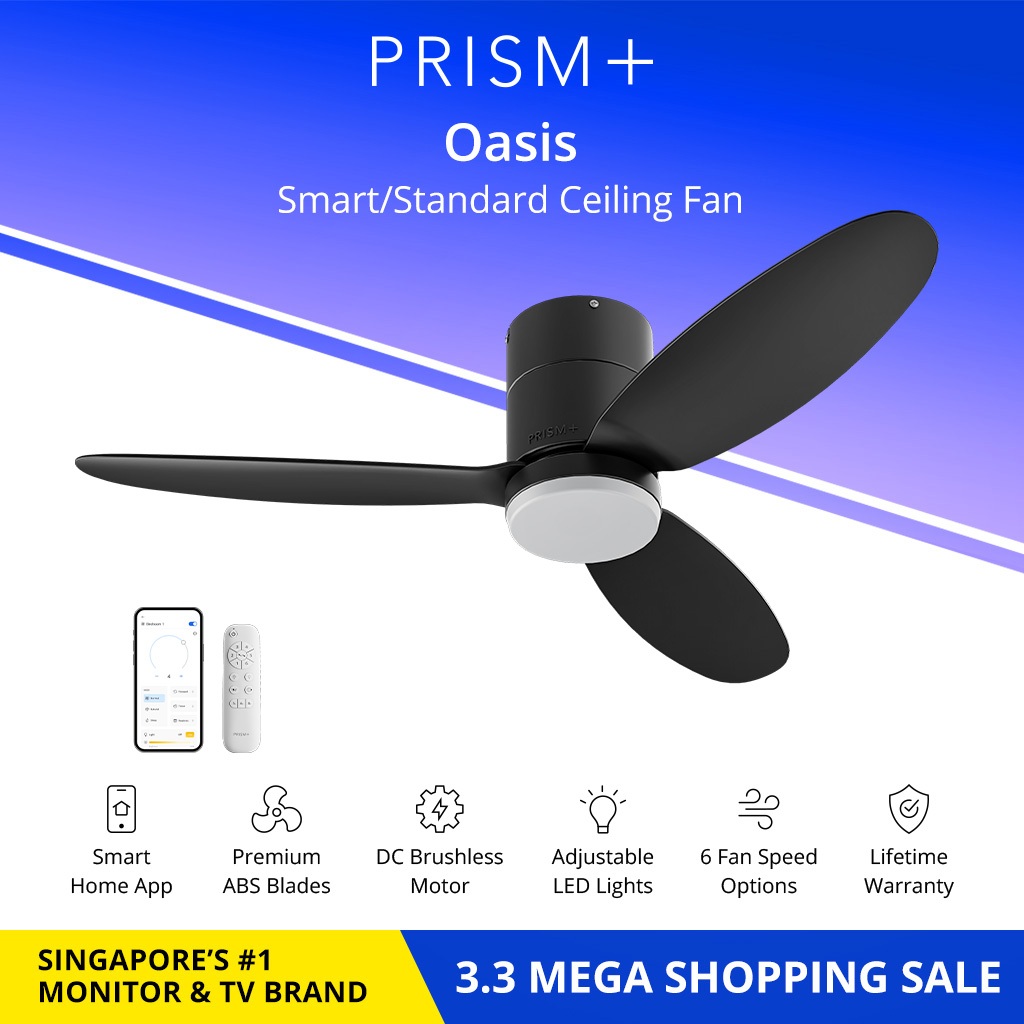 PRISM+ Oasis Ceiling Fan | 3 Blades | Integrated Dimmable Lights | 6 ...