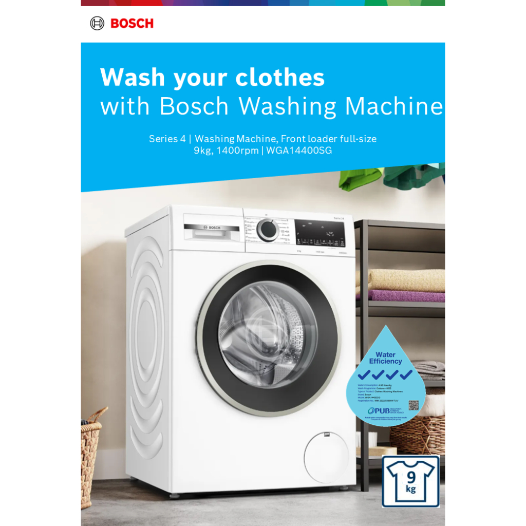 Bosch WGA14400SG 9 kg Front Load Washer | Shopee Singapore