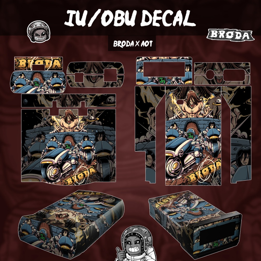 Motorbike Slim IU OBU Sticker Waterproof "Attack On Titans x Broda ...