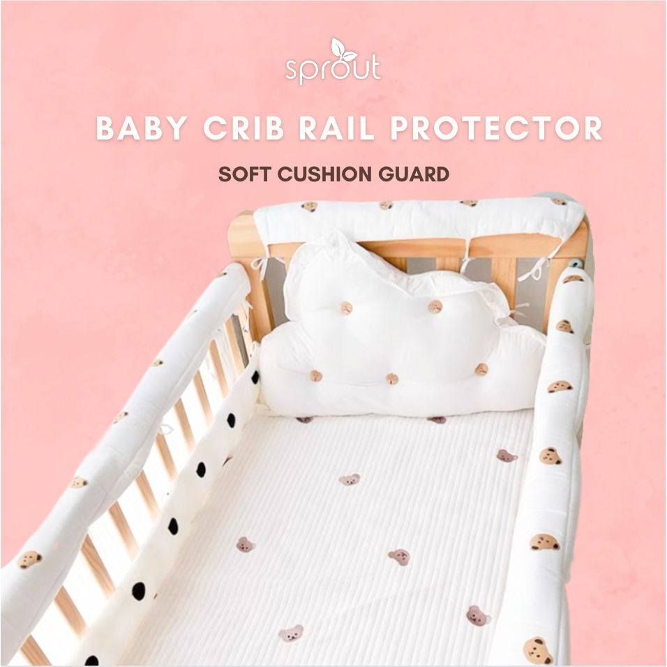 Baby Crib Rail Cover Protector Set Wrap Around Protection Safe Teething ...