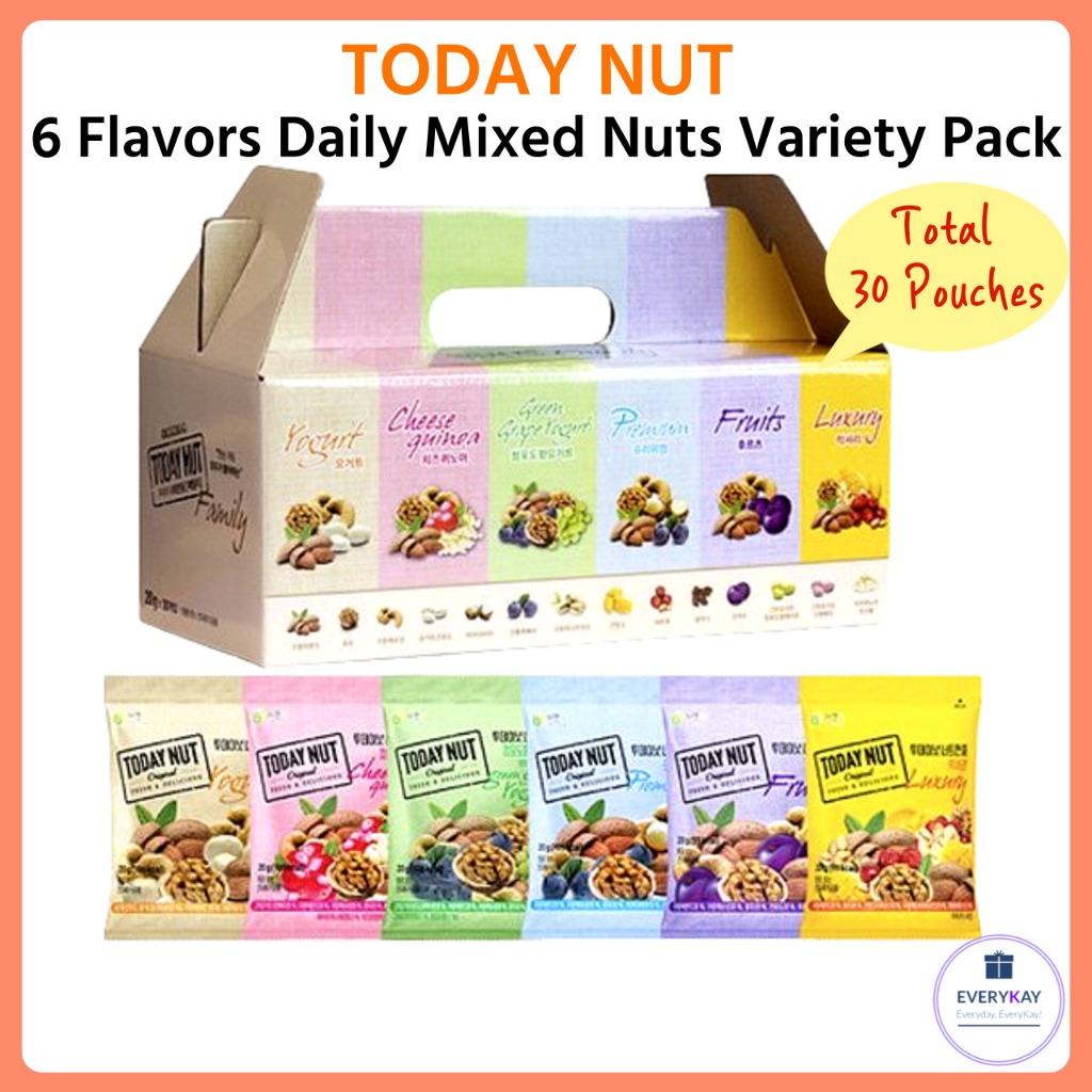 [TODAY NUT] 6 Flavors Daily Mixed Nuts Variety Pack 20gx30pcs | 日坚果 ...