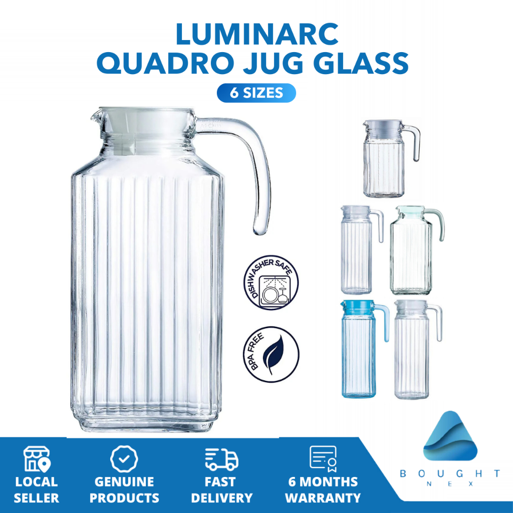 Luminarc Quadro Jug - Elegant Glass Pitcher, Durable & Functional ...