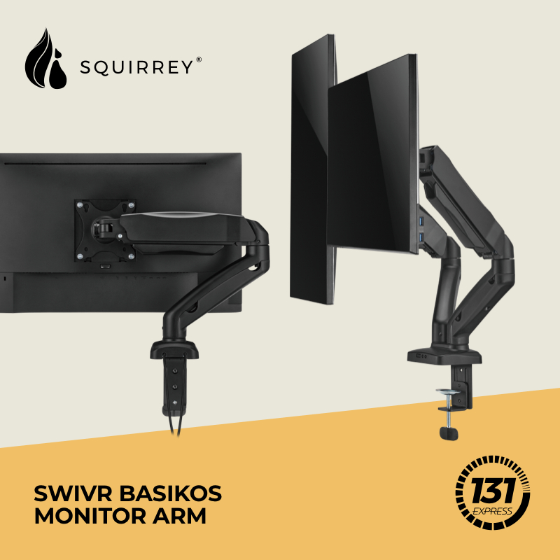 Squirrey Swivr Basikos Mechanical Spring Monitor Arm [VESA, USB, Multi ...