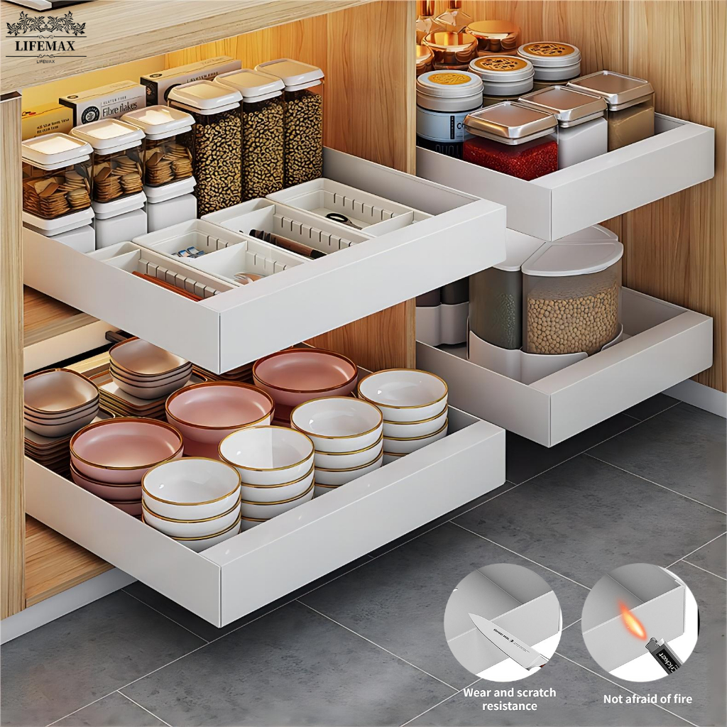 [SG Seller]Pull-out basket for storing dishes cabinets shelves small ...