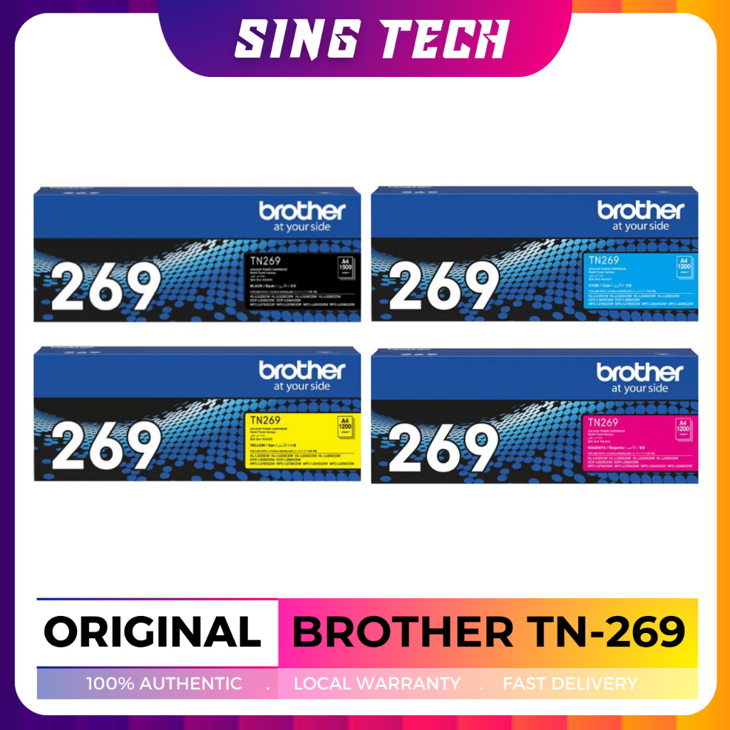 [Original] Brother TN269 / TN 269 / TN-269 Black Cyan Magenta Yellow ...