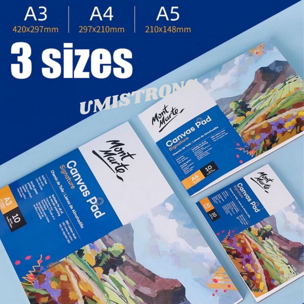 Mont Marte Canvas Pad 10 Sheet 280gsm A3/A4/A5 - Ideal for All Skill ...