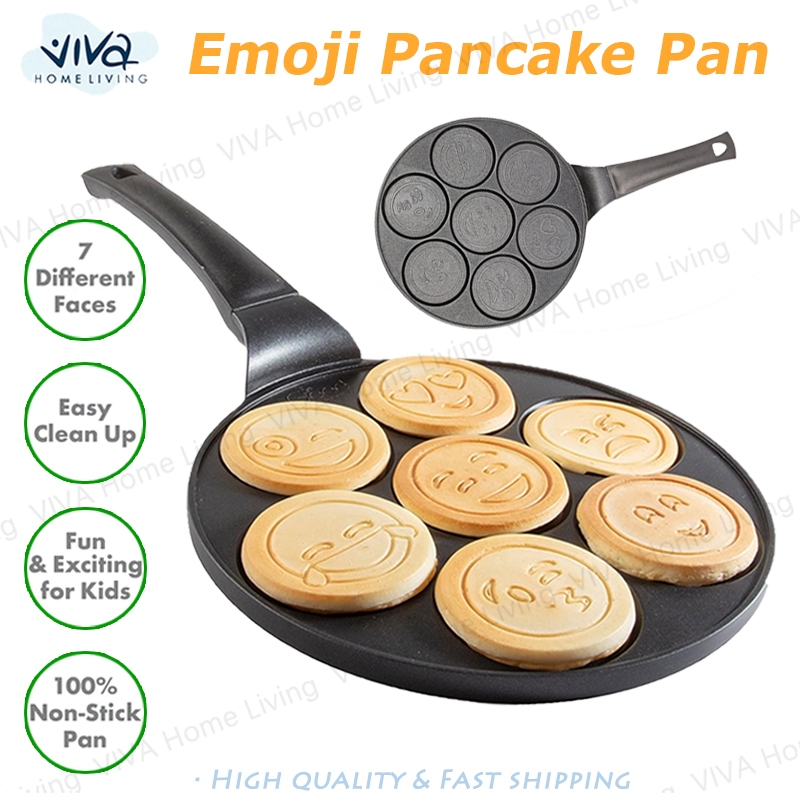 7 Emoji Smiling Face Cups Pan Pancake Nonstick Griddle Pancake Maker ...