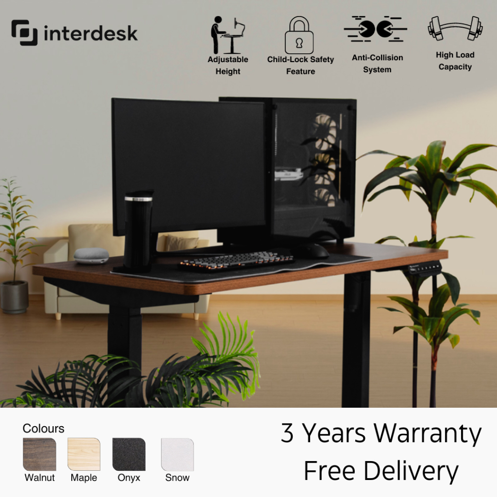 Interdesk Pro Double Motor Adjustable Table Electric Ergonomic Standing Desk | Shopee Singapore