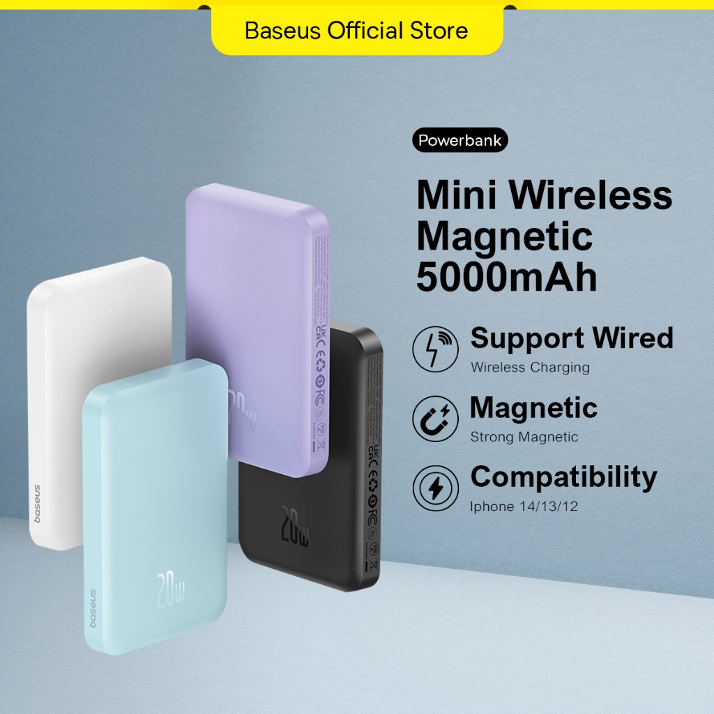 Baseus Power Bank 5000mAh Mini Magnetic Wireless Fast Charge with Auto ...