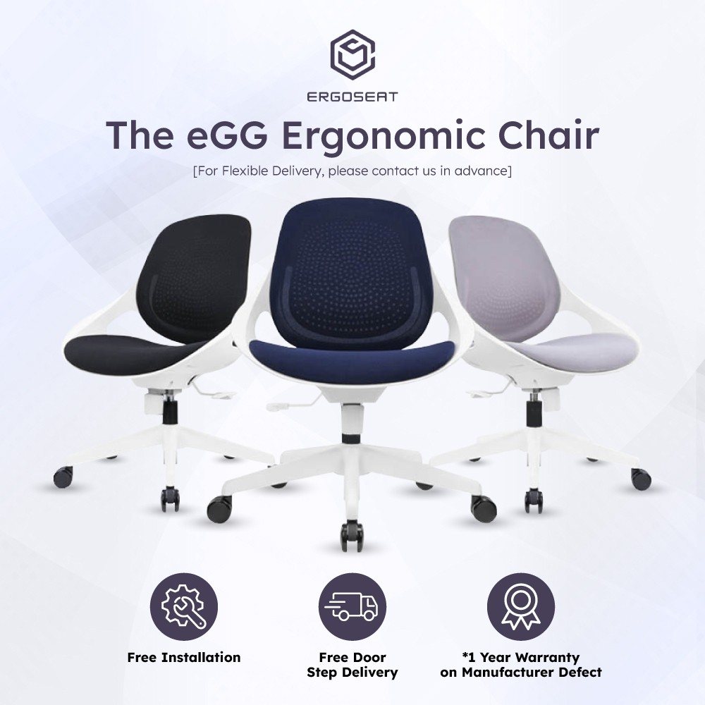 Ergoseat - The eGG (290B) Ergonomic Chair Low Back Computer Study Chair ...