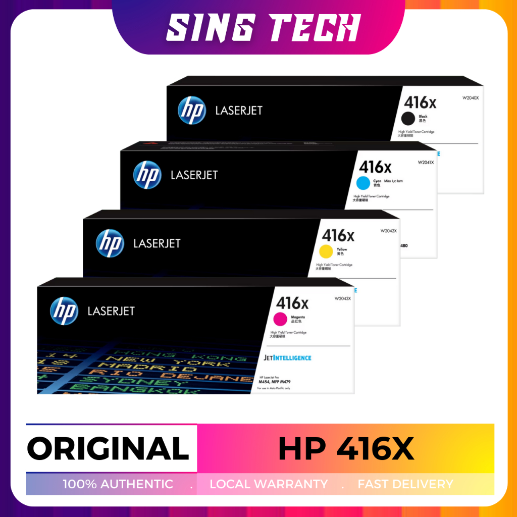 [ORIGINAL] HP 416X Black Cyan Magenta Yellow Toner Cartridge W2040X ...