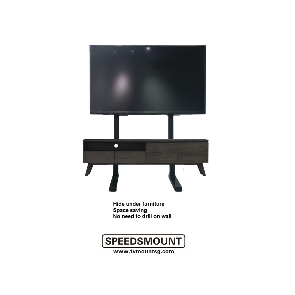 SGstock42-86 inch TV floor stand SPEEDSMOUNT hide under furniture space ...