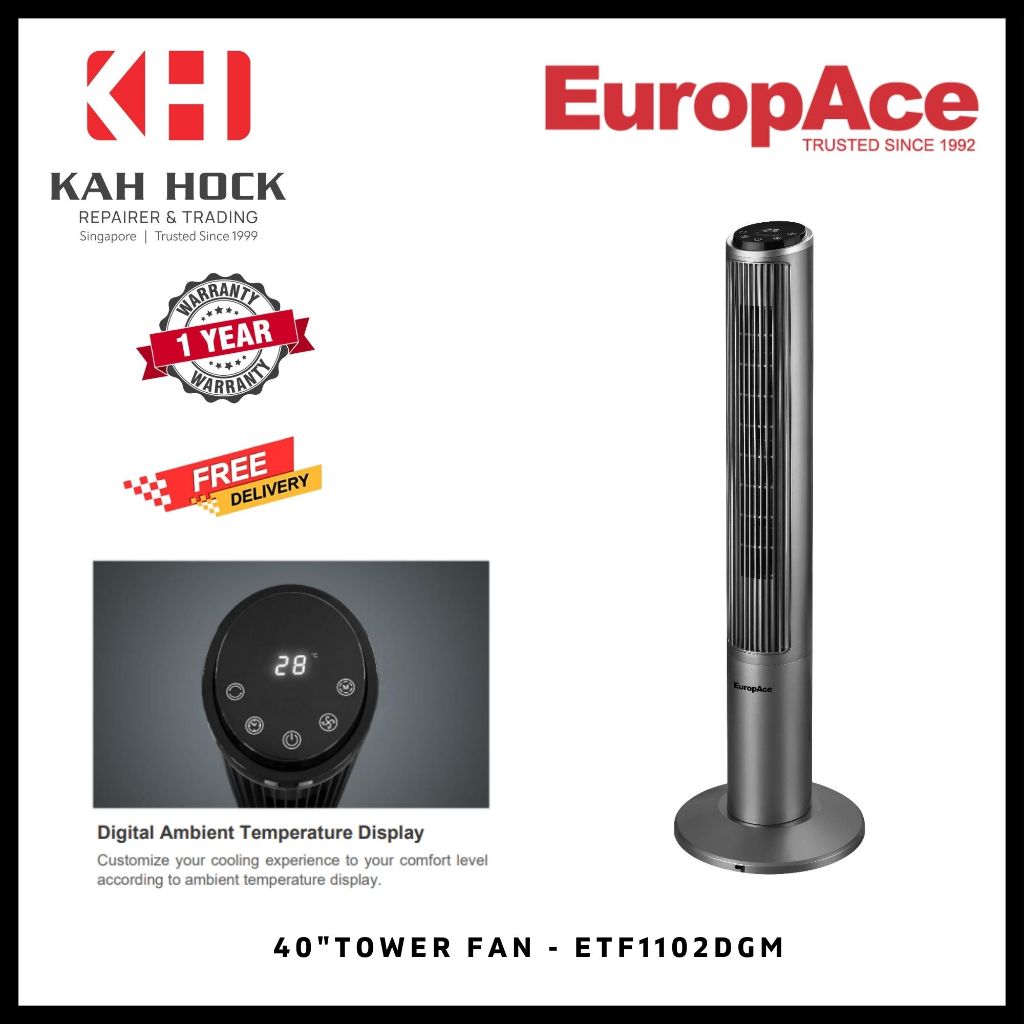 EuropAce ETF1102DGM : (NEW) 40" METALLIC GREY TOWER FAN - 1 YEAR ...
