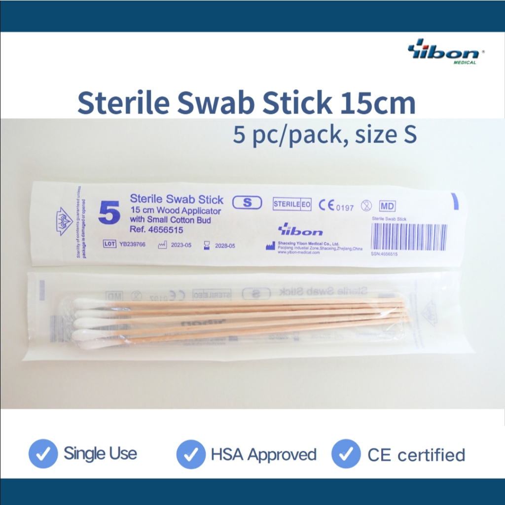 [SG Ready Stock] YIBON Sterile Cotton Swab Stick (5pcs/pack) 无菌棉签棒 (5支 ...