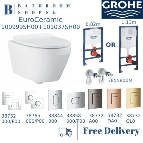 Grohe Euro Ceramic WC Wall Hung Toilet Bundle 100999SH00 | Grohe Rapid ...