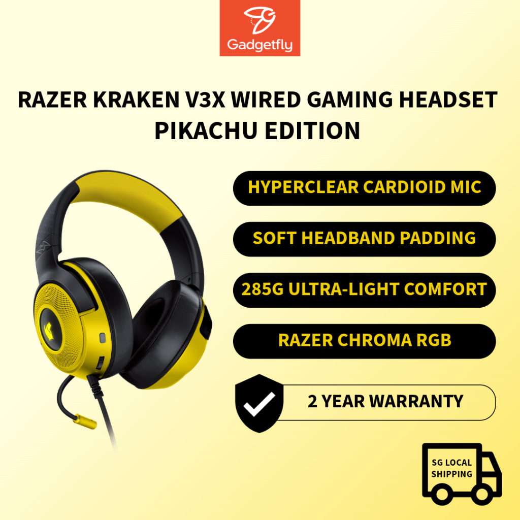 Razer Kraken V3 X - Pokemon Pikachu Edition - Wired USB Gaming Headset ...