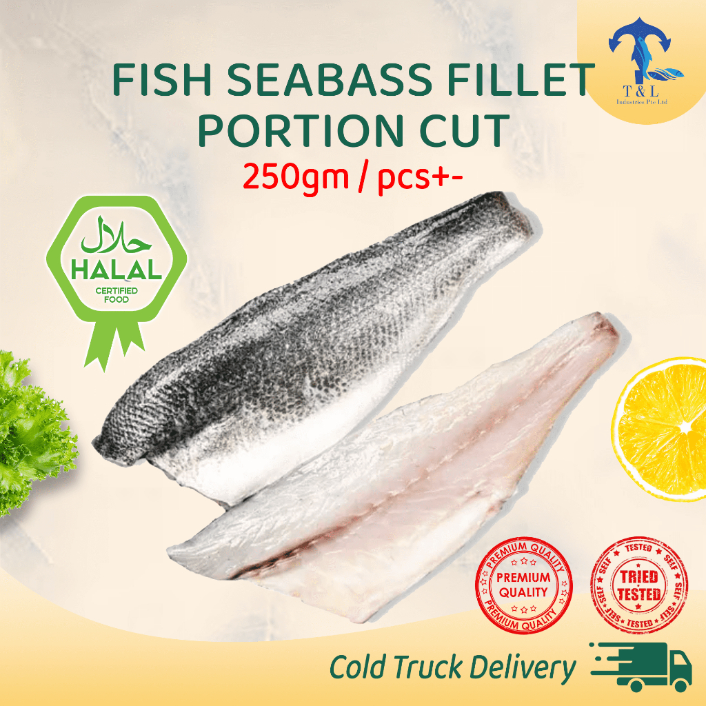 Halal FISH SEABASS FILLET PORTION CUT (250g+-/pcs)金目鲈鱼片无骨 | Shopee ...