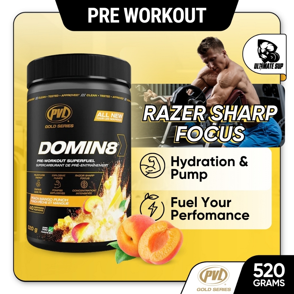 PVL Gold Series Domin8, Pre Workout, L-Citrulline, Boost Energy, Enhance Performance, Increase ...