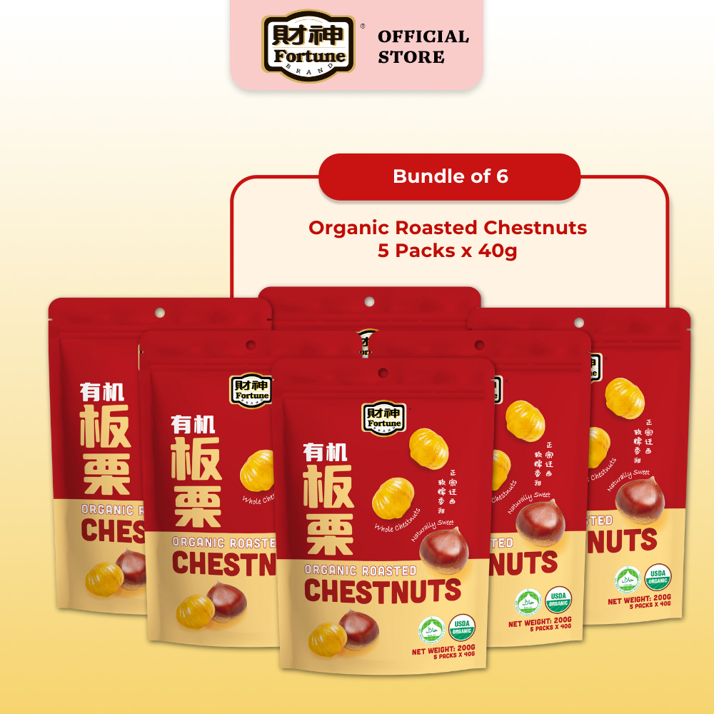 [Bundle of 6] Fortune Organic Roasted Chestnuts 5 Packs x 40g (Exp: 06/ ...