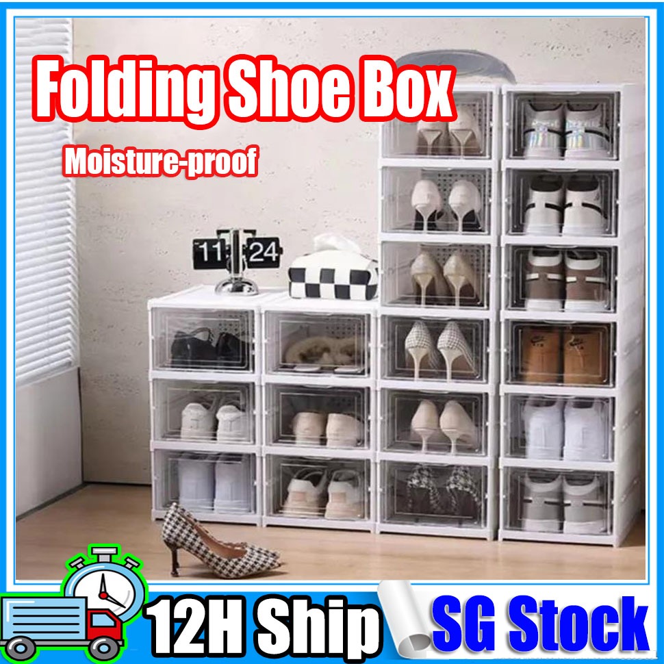 【SG】Foldable Shoe Box Flip Top Shoe Rack Drawer Type Transparent Shoe ...