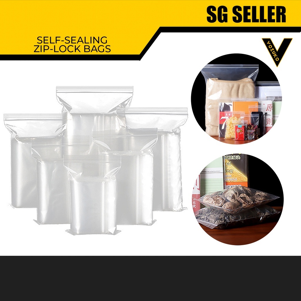 SG Ziplock self-sealing bag ziploc transparent recyclable perfect for food sealing, packaging ...