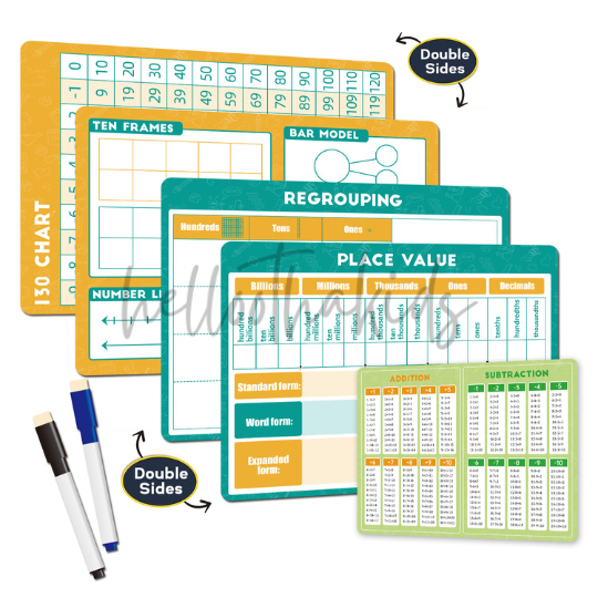 Dry Erase Addition Subtraction Place Value Chart Whiteboard Double ...