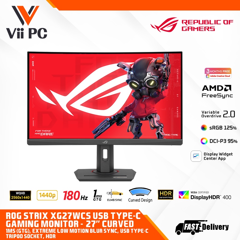 ASUS ROG Strix XG27WCS 27" WQHD(2560x1440)/180Hz/1ms(GTG)/FastVA/ELMB ...