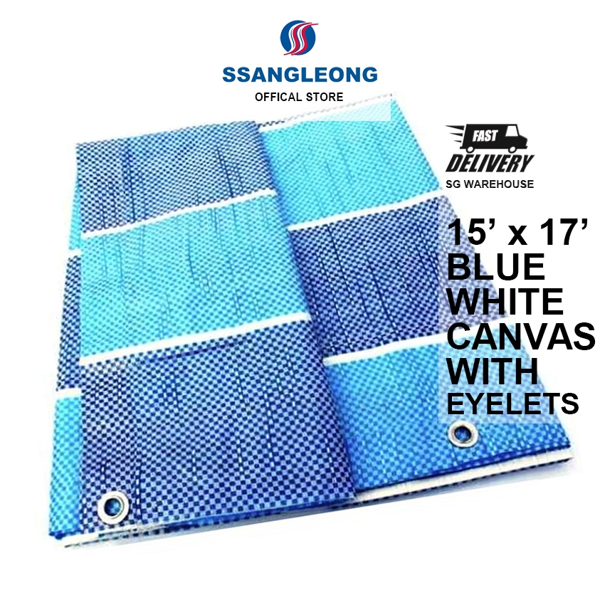 [SG STOCK] 15ft x 17ft / 4.6m x 5.2m with Eyelets around the edge Blue ...