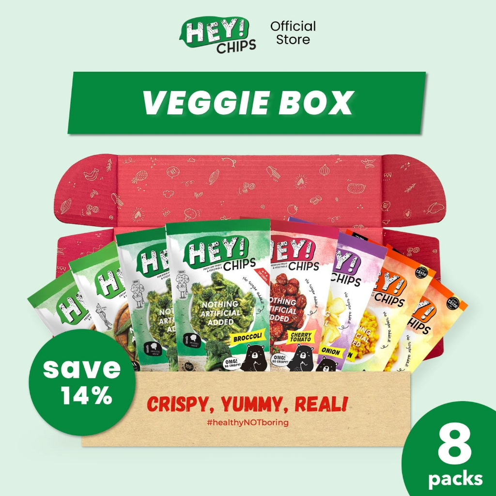 Hey! Chips Veggie Box of 8 (Halal, Gluten-Free, Vegan, Keto, Healthy ...