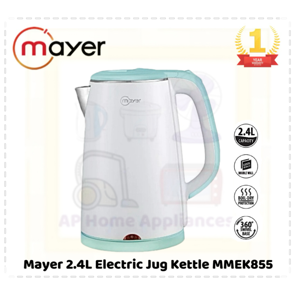 Mayer 2.4L Double Wall Electric Jug Kettle MMEK855 | MMEK 855 (1 Year ...