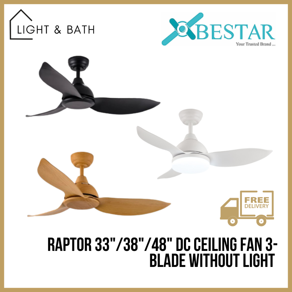 BESTAR Raptor 33"/38"/48" DC Ceiling Fan 3-Blade Without Light | Shopee ...